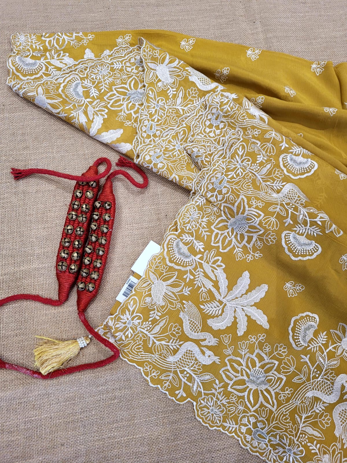 Yellow Mira Chinon Saree – Nisarga sarees